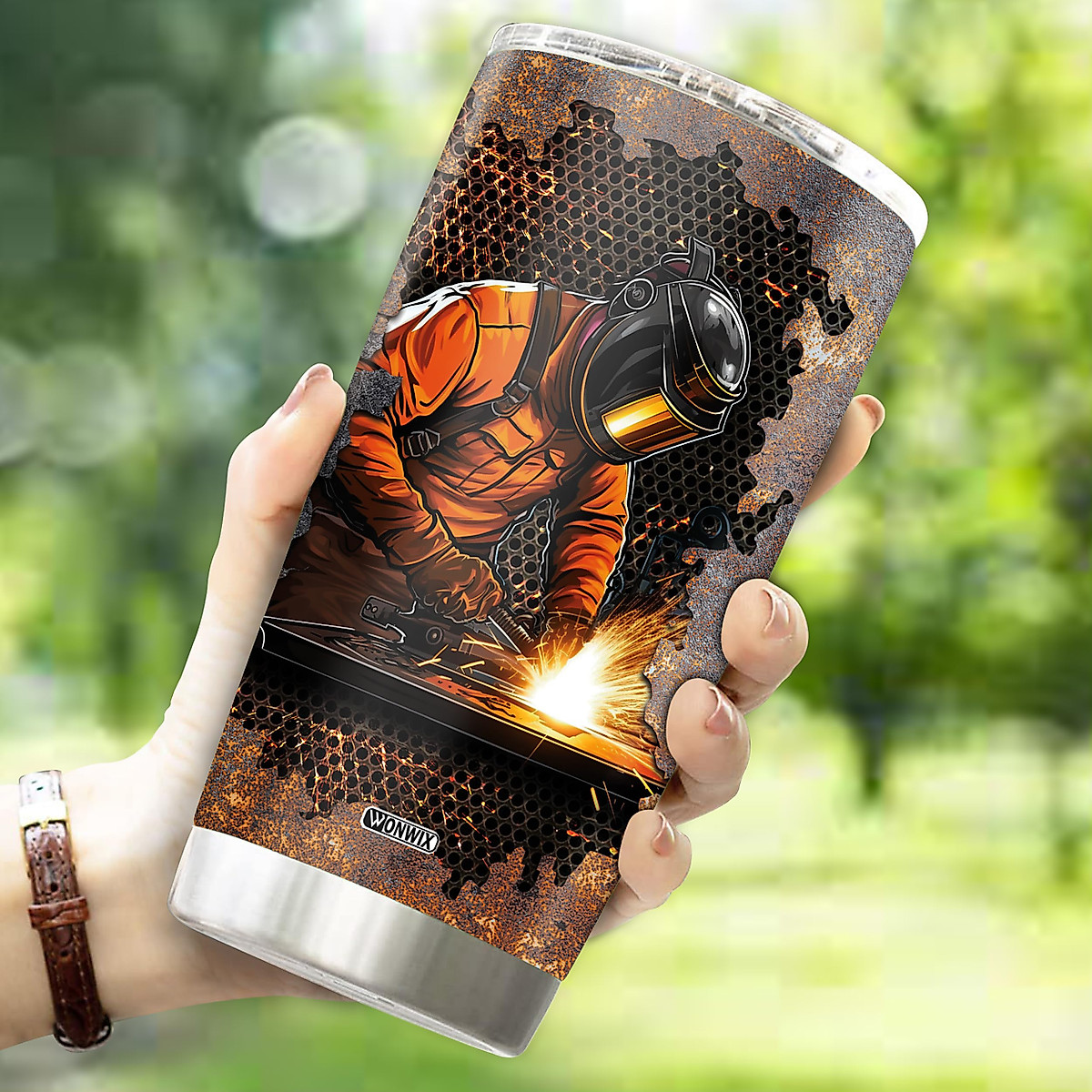 WONWIX Welder Gifts for Men Women Dad Welding Insulated Stainless Steel 20oz Coffee Cup Travel Mug Thermos Tumbler with Lid for Welders Husband Wife Christmas Birthday Mothers Fathers Day