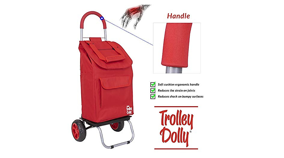 Dbest Products Trolley Dolly Red Foldable Shopping Cart with Wheels