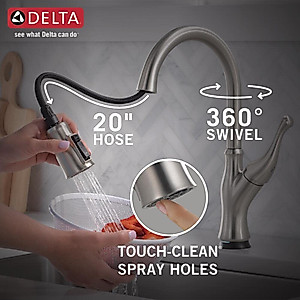 Delta Faucet Ophelia Brushed Nickel Faucet with Pull Down Sprayer for Kitchen Sink, Magnetic Docking, SpotShield Stainless 19888TZ-SP-DST