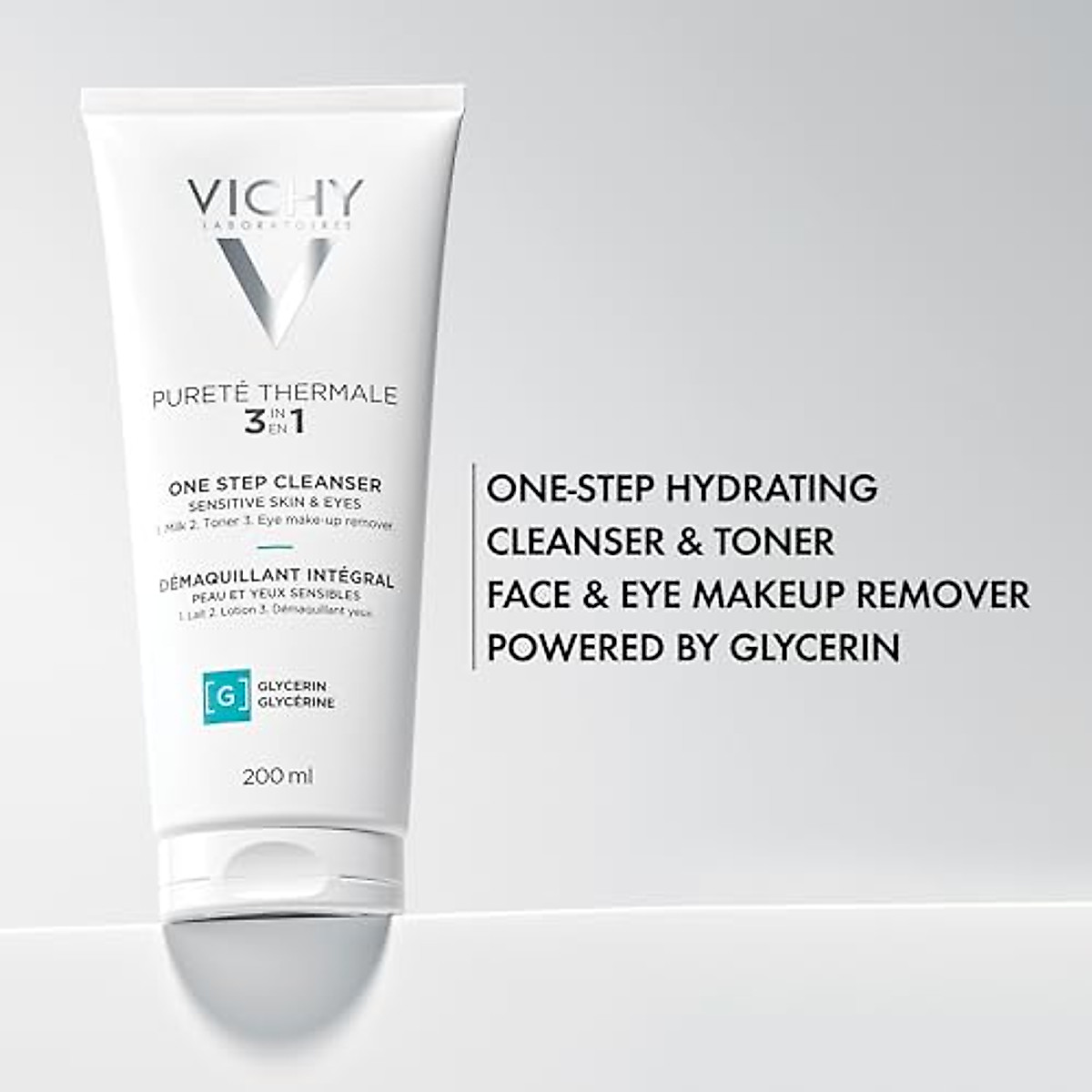 Vichy Pureté Thermale One Step Cleanser | Face Wash + Toner + Makeup Remover | No Rinse Required | Gentle Eye Makeup Remover | Suitable For Sensitive Skin & Contact Lenses | Non-Oily | Alcohol Free
