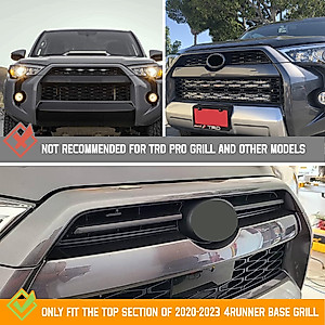 Upgraded 4 PCS Led Grill Lights Compatible with Toyota 4Runner 2020-2024, Including SR5, TRD Sport, Off-Road, Premium and Limited Grille, Fuse and Instruction Included (Smoke Shell/White Lights)
