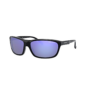 ARNETTE Unisex Sunglasses Shiny Black Frame, Grey-Black Lenses, 63MM