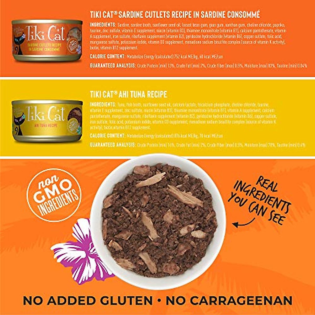 Tiki Cat Grill, Tuna & Crab Surimi, High-Protein and 100% Non-GMO Ingredients, Wet Whole Foods Cat Food for All Life Stages, 2.8 oz. Cans (Case of 12)