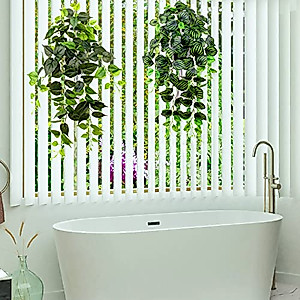 LOYWREE 28.7 Inch Faux Peperomia Watermelon Artificial Plants - Realistic Faux Plants in Pot for Indoor Outdoor Home Office Decor - Perfect Housewarming Gift