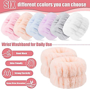 12Pcs Wrist Washband Set, Face Washing Wristbands, Microfiber Wrist Spa Wash Towel Band, Absorbent Wristbands Wrist Sweatband for Girls Prevent Liquid from Spilling Down Your Arms.