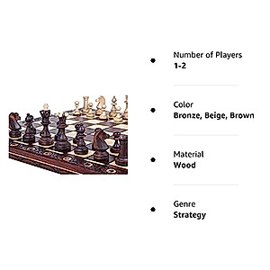 Chess and games shop Muba Beautiful Handcrafted Wooden Chess Set with Board and Chess Pieces - Gift idea Products (16inch (40 cm)), 1-2 players