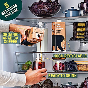 Wandering Bear Straight Black Organic Cold Brew Coffee, Iced Coffee, 32 fl oz, 6 pack - Extra Strong, Smooth, Unsweetened, Shelf-Stable, Ready to Drink, Cold Brewed Coffee, Cold Coffee