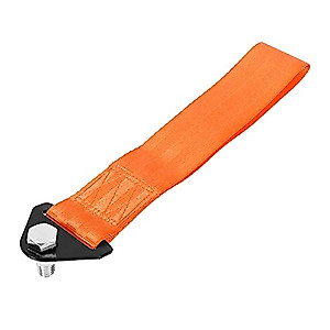 X AUTOHAUX 2pcs Orange Universal Car Tow Towing Hook Bumper Trailer Belt Strap