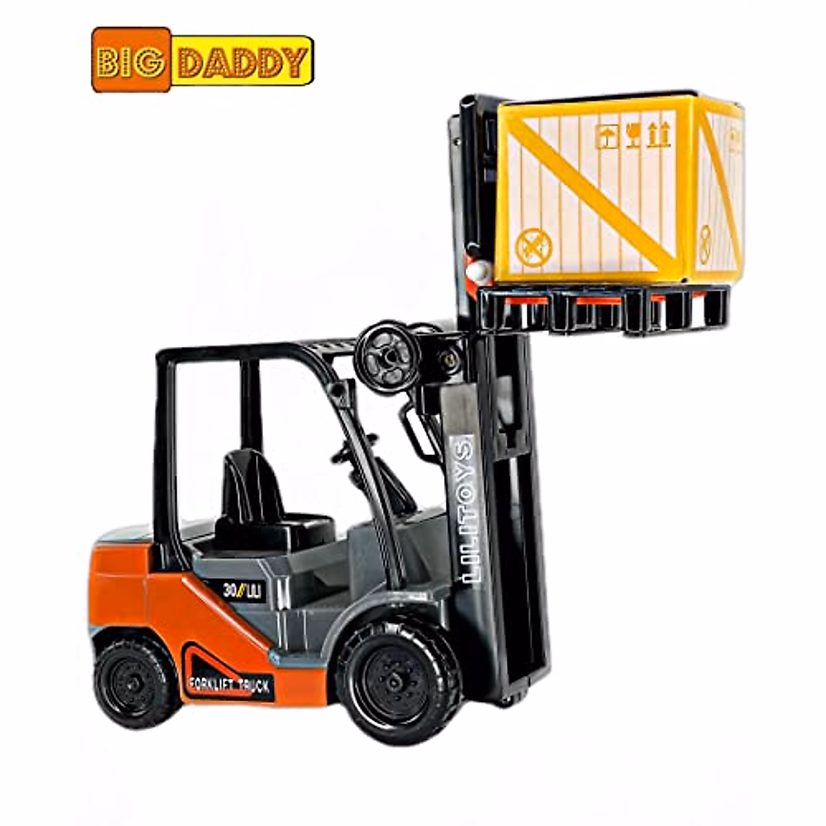 Big Daddy Realistic Forklift Toy for Kids - Interactive Logistics Playset with Adjustable Mast, Forks, and Parcels