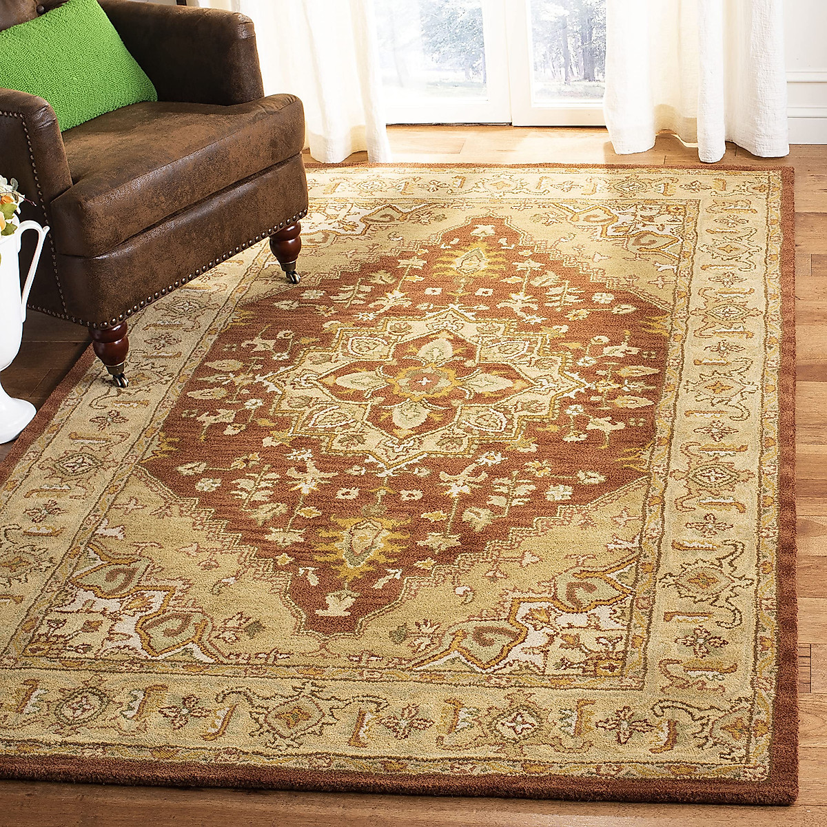 SAFAVIEH Heritage Collection 3' x 5' Rust / Gold HG345A Handmade Traditional Oriental Premium Wool Area Rug