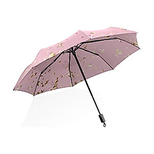 Compact Umbrella Travel Colorful Retro Cute Art Painting Windproof Kids Folding Umbrella Rain & Wind Resistant Compact And Lightweight For Business And Travels