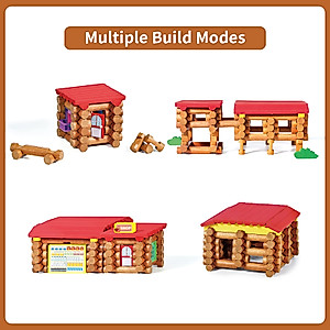 Wondertoys 239 Pieces Real Wood Logs Set Ages 3+, Classic Building Log Gift Set for Boys/Girls– Creative Construction Engineering - Top Blocks Game Kit - Preschool Education Toy