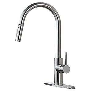 VAKITAP Kitchen Faucets Brushed Nickel,Modern Kitchen Sink Faucet with Pull-Down Sprayer Single Handle Stainless Steel Sink Faucet for Kitchen with Deck Plate