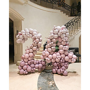 JZCZOEB Dusty Pink Double Stuffed balloons Different Size 115Pcs 5/10/12/18 Inch Dusty Rose Matte Pink Balloons Garland Arch kit for Boho Birthday Baby Shower Bridal Shower Wedding Baptism Party