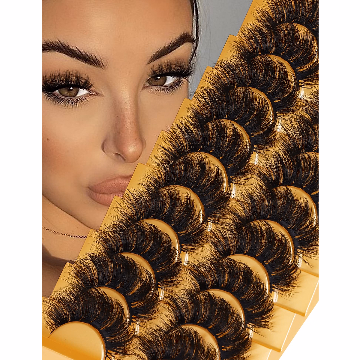 Eyelashes Mink Lashes Fluffy Natural Look Wispy Full Eye Lashes 8D 20 mm Long C Curl Strip Eyelashes Pack 10 Pairs Reusable Fake Eyelashes That Look Like Extensions by GODDVENUS