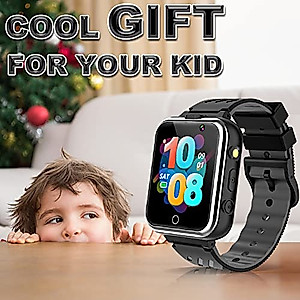 OVV Kids Game Smart Watch Boy Girl Age 3-12 with 24 Games Dual Camera 1.54" HD Screen Video Music Player Pedometer Alarm Clock Torch Calculator Student Digital Wrist Watch Electronic Learning Toys
