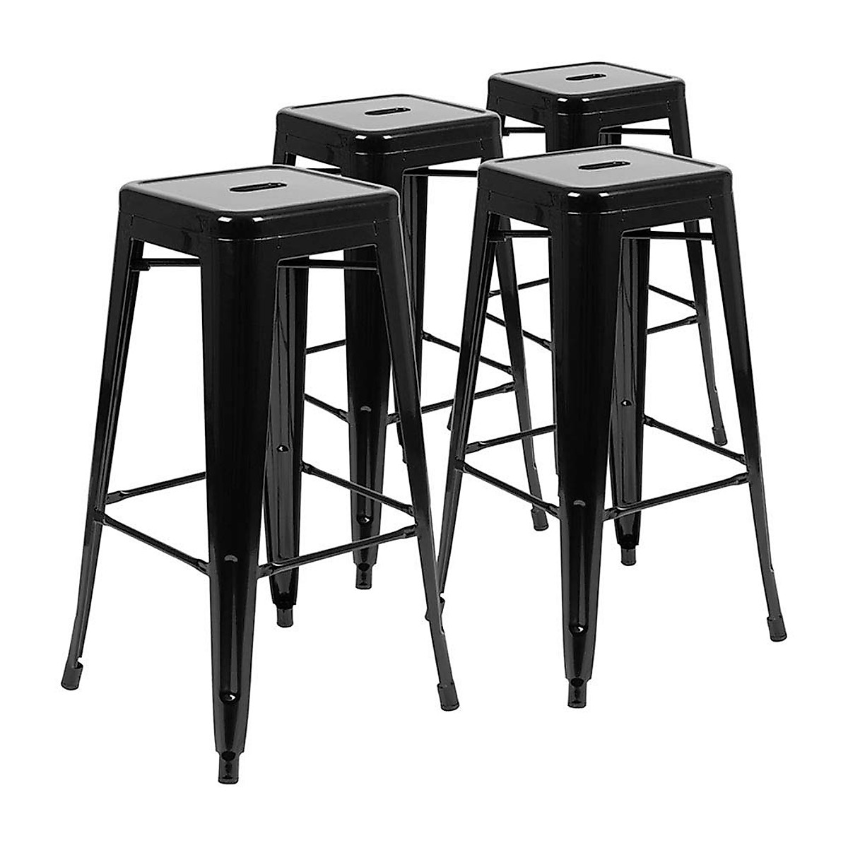 Flash Furniture Lily 30" High Metal Indoor Bar Stool in Black - Stackable Set of 4