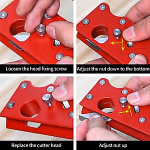 Preshwous Chamfer Plane for Wood, Woodworking Edge Corner Flattening Tool with Leveling Blisters, Handheld Planers with 7PCS Replaceable Cutter Head. (Red)