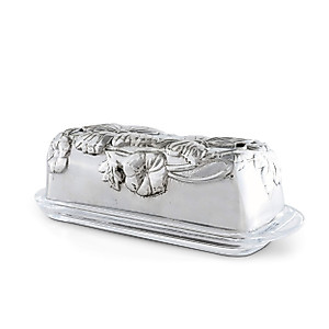 Arthur Court Designs Aluminum Butterfly Covered Butter Cream Cheese Dish Container Keeper with Glass Dish 7 inch Long