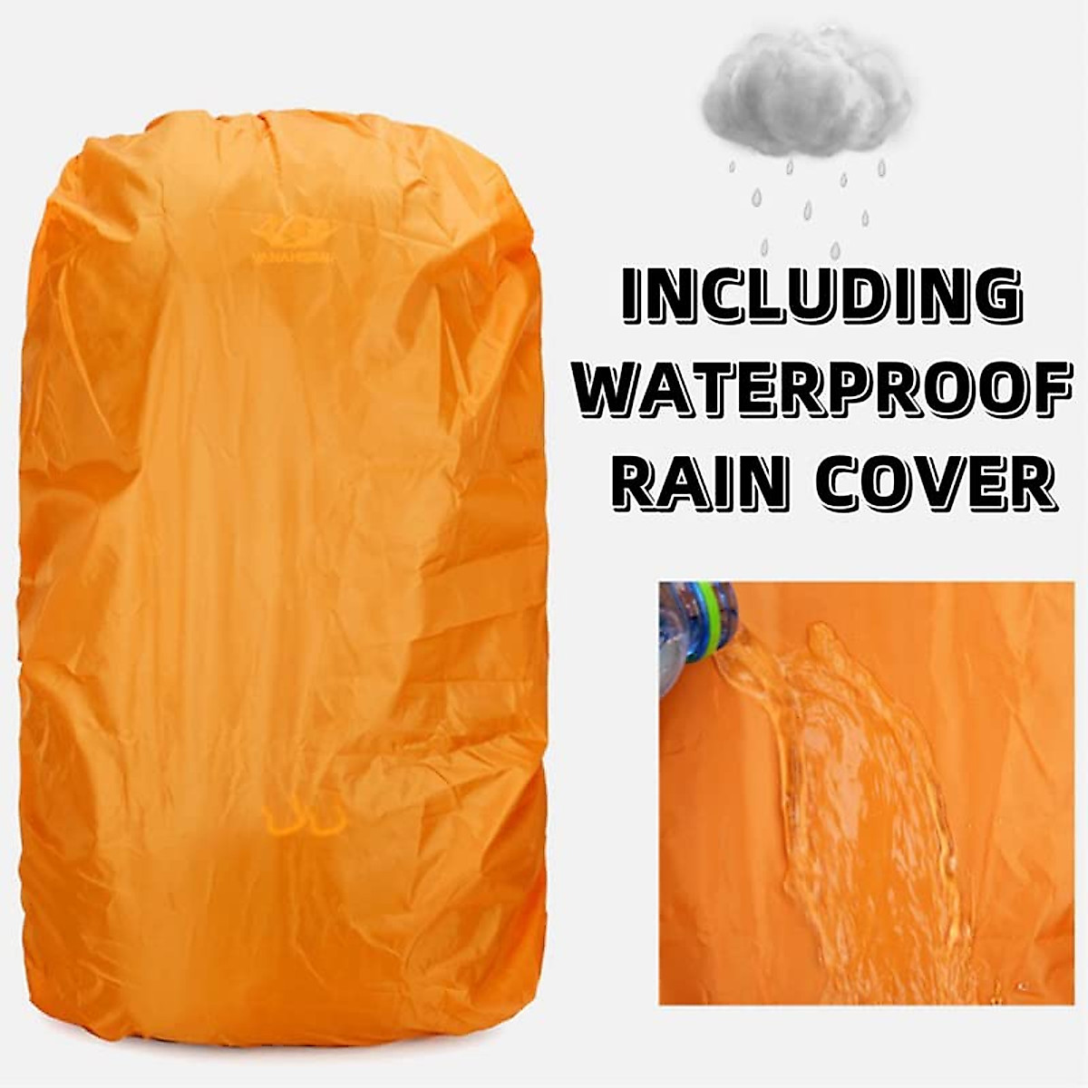 ONIYEA Outdoor Sports Hiking Backpack, 55L Mountaineering Backpack with 50L+5L Rain Cover, High Performance Travel Backpack (Orange)