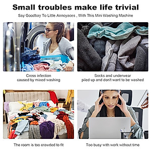 Portable Washing Machine, Mini Foldable Washer and Spin Dryer Small Foldable Bucket Washer, 3 Modes Deep Cleaning Half Automatic Wash and Dump Washer(Pink)