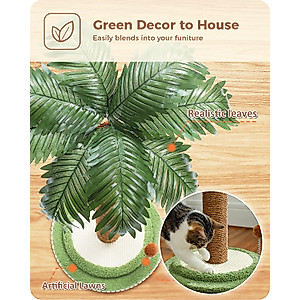 PETEPELA Cat Scratching Post, 33" Tall Cat Scratcher for Large Cats with Interactive Balls& 100% Sisal Covered Kitten Scratch Posts for Indoor Cats(Brown)