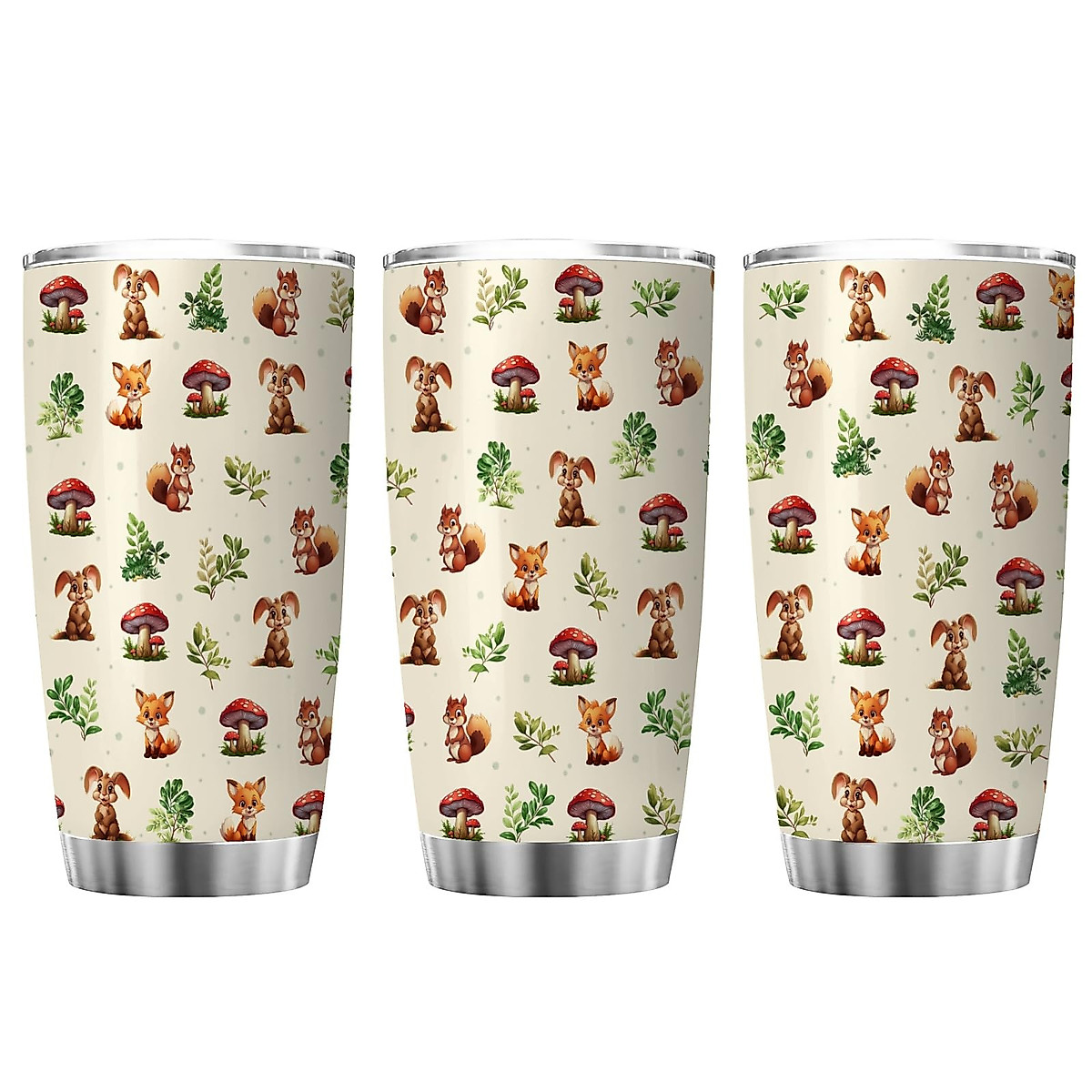 Forest Animal Fox Squirrel Rabbit Insulated Travel Tumblers,Stainless Steel Vacuum Insulated Tumblers,20oz Tumbler with Lid,Travel Coffee Mug for Home Office Outdoor Ice Drinks and Hot Beverage