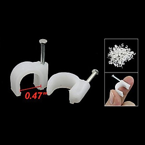 VNDEFUL 50 Pcs 12mm White Diameter Coax Cable Inserting Circle Nail Clips
