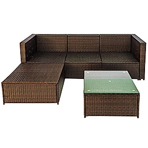 QUUL Rattan Patio Furniture Set Wicker Sofa Cushioned Combination Furniture Set Garden Patio Sofa Set