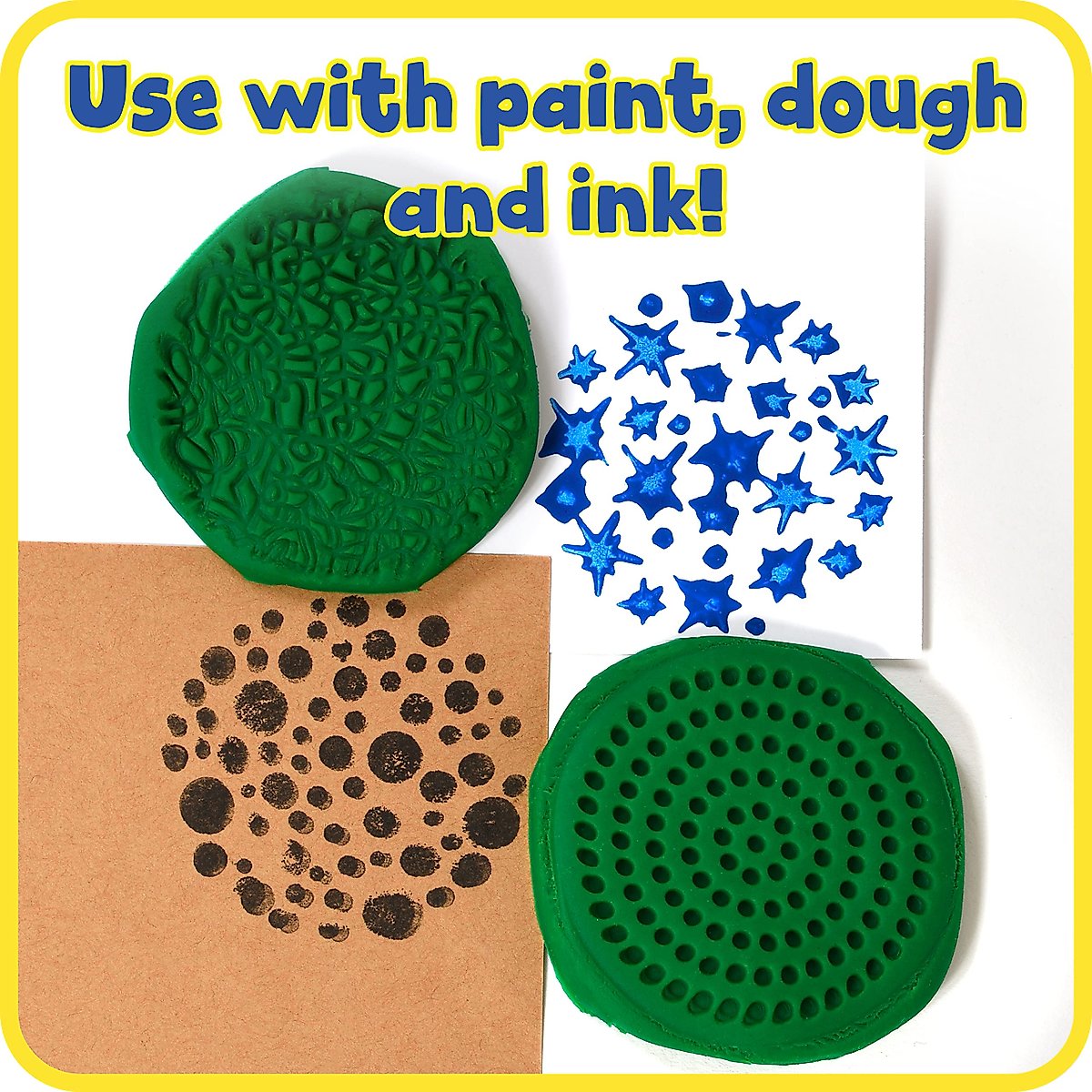 READY 2 LEARN Paint and Dough Palm Printers - Set of 4 - Arts and Crafts Rubber Stampers for Kids - DIY Patterns and Effects