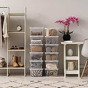 IRIS USA 17.5 Qt Plastic Storage Container Bin with Latching Lid, Stackable Nestable Box Tote Closet Organization School Art Supplies - Clear, 12 Pack