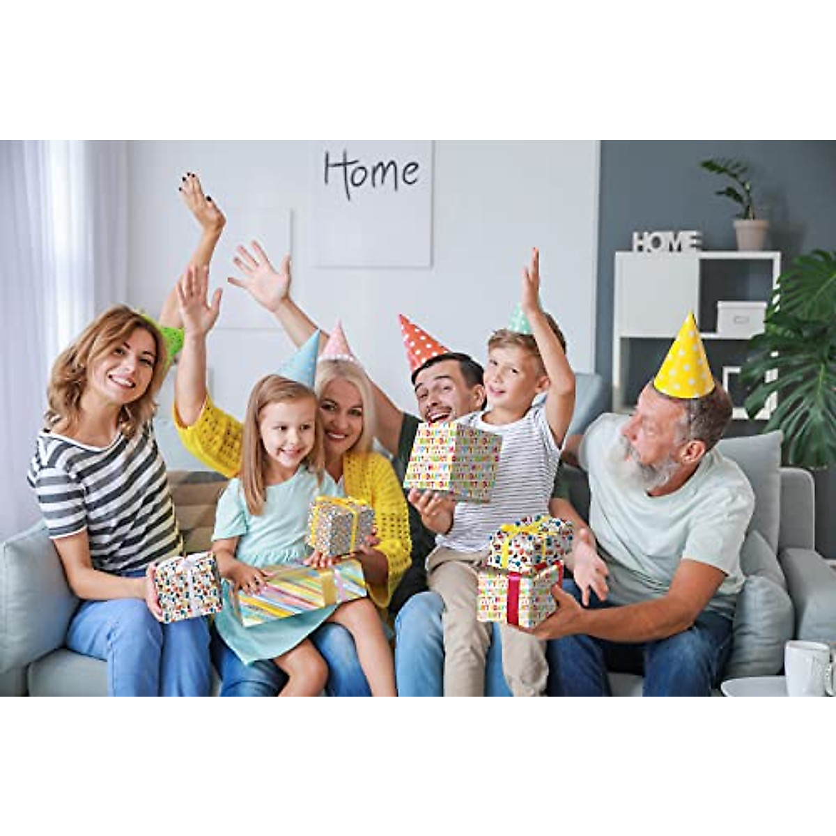 RiukRaiu Birthday Wrapping Paper for Kids Boys Girls - Gift Wrapping Paper with Rainbow, Music Party - Suitable For Birthday, Baby Shower, Party, Holiday - Pack Of 8 Sheets 20 x 29 Inch, Folded Flat