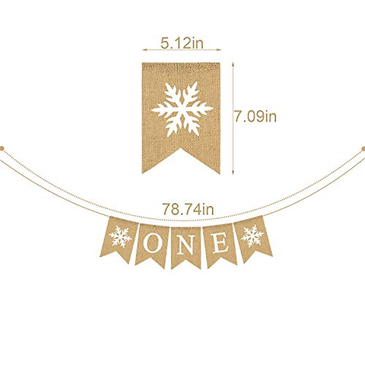 Rainlemon Jute Burlap One High Banner with Snowflake Winter Onederland Boy Girl 1st Birthday Party Garland Decoration