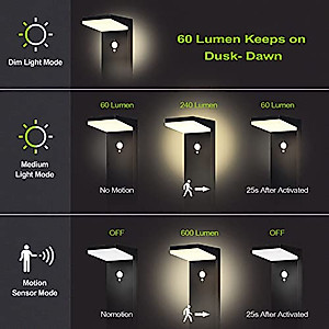 BRIMMEL Solar Light Outdoor, Super Bright 600 Lumen LED Landscape Lamp, Motion Sensor Dusk-to-Dawn Auto ON/OFF Cast Aluminum Waterproof Cordless Garden Light for Pathway Driveway 20", 3000k Warm White