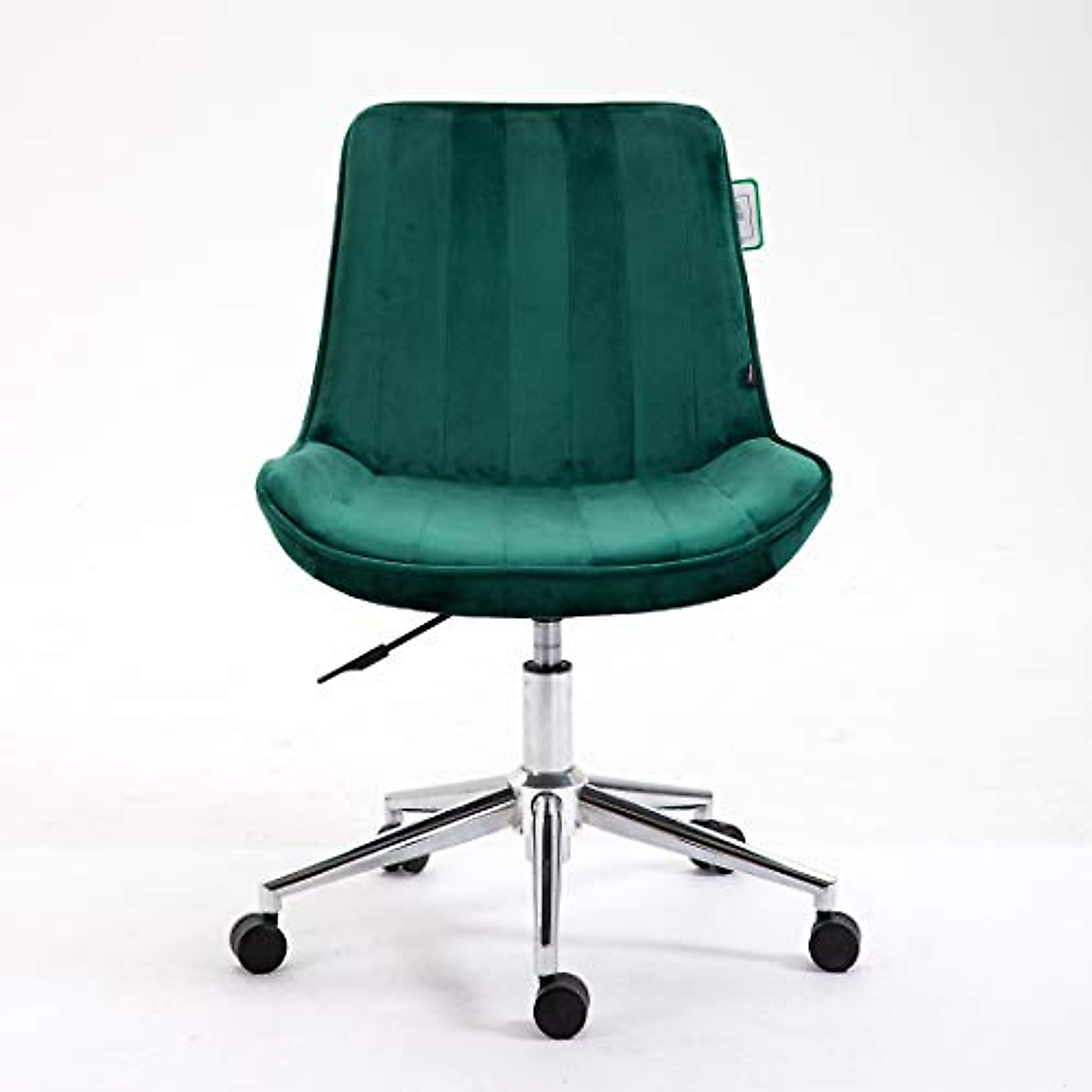 Cherry Tree Furniture Cala Pine Green Colour Velvet Fabric Desk Chair Swivel Chair with Chrome Base