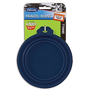 Petmate 23367 Silicone Round 1.5-Cup Travel Bowl for Pets, Navy Blue