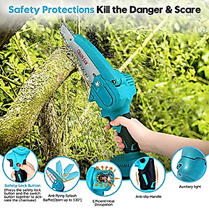 Mini Chainsaw Cordless 6 Inch With 2 Battery, Small Chainsaw Battery Operated 21V 2000mAh, Battery Powered Chainsaw Cordless 2.6Lb 2 Chains For Tree Branches, Courtyard, Household, Garden