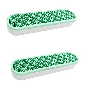 TANG SONG 2 PCS Silicone Make up Brush Holder Cosmetic Storage Box Desktop Organizers (Green)