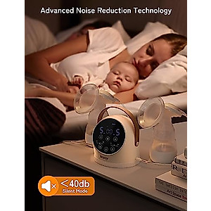 Besrey Double Electric Breast Pump: 200% EFFICIENT with Double Pump & Double Valve, 3 Modes 9 Levels, Memory Function, 10 Breastmilk Storage Bags & 21mm/24mm Flanges Breastfeeding Pump