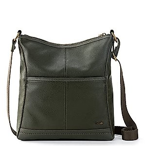 The Sak Womens Iris Crossbody in Leather Casual Purse With Adjustable Strap Zipper Pockets, Moss, One Size US