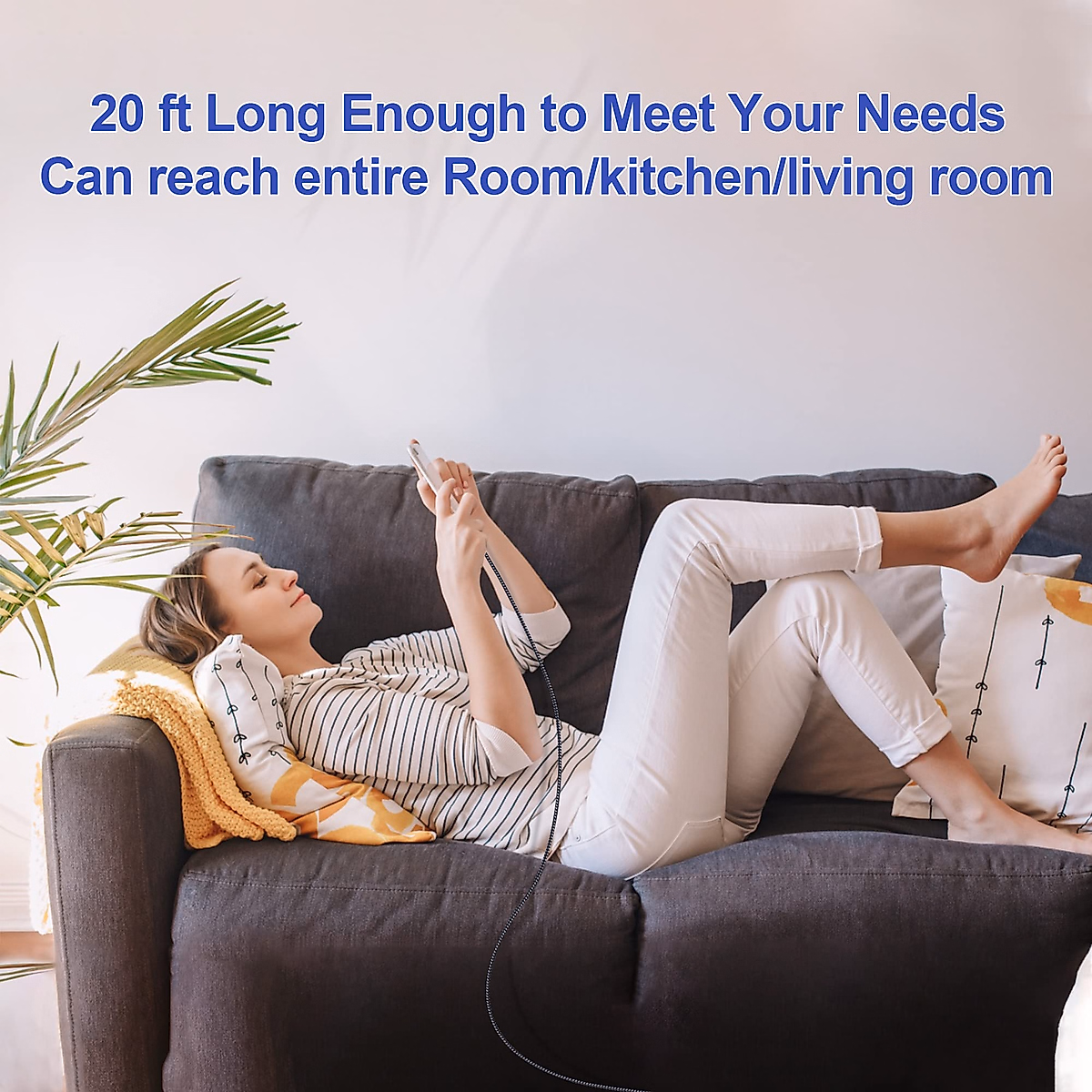 Long iPhone Charger Cord,20FT/6M Lightning Cable [Apple MFi Certified] Nylon Braided 2.4A Fast Charging Syncing Cable, USB A Charging Cable for iPhone14 13 12 11 Pro Max Mini XR XS X 8 7 6 Plus SE Pad