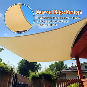 Artpuch 12'x16' Sun Shade Sail Curved Commercial Outdoor Shade Cover Sand Rectangle Heavy Duty Permeable 185GSM Backyard Shade Cloth for Patio Garden Sandbox (We Make Custom Size)