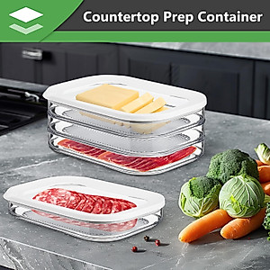 NEEJUM Deli Meat Container for Fridge, Stackable Bacon Cheese Container for Refrigerator, Food Storage Boxes with Lid for Cold Cuts, Lunch Meat, Salami, Meal Prep Containers, BPA Free, 3pcs