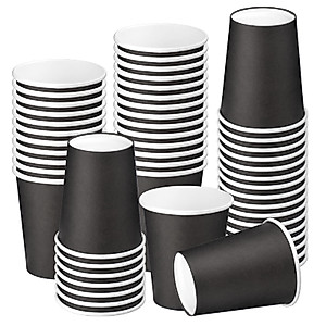 Nitlak 50 Pack 8 oz Black Disposable Paper Coffee Cups, Hot Cup Coffee Cups, Paper Tea Cup, Party Beverage Cups, Hot/Cold Beverage Drinking Cup for Office, Party, Restaurant, Home.