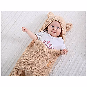 XMWEALTHY Cute Newborn Baby Boys Girls Blankets Plush Swaddle Blankets Brown