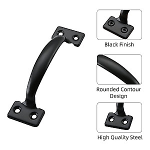 HOME MASTER HARDWARE 20 Pack 6-1/2 inch Gate Pull Door Handles Metal Gate Pulls Kitchen Furniture Cabinet Wardrobe Closet Drawer Handle Black with Screws