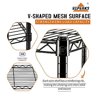 EZPEAKS 2-Pack 5-Shelf Shelving Unit with 5-Shelf Liners, Adjustable, Steel Wire Shelves, 150lbs Loading Capacity Per Shelf, Shelving Units and Storage for Kitchen and Garage (30W x 14D x 60H)