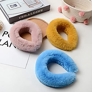 Rejolly Furry Purse with Headband for Girls Heart Shaped Valentine's Day Fluffy Faux Fur Handbag for Women Soft Small Shoulder Bag Blue