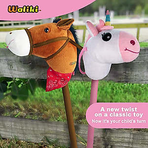 WALIKI Unicorn Stick Horse Toy for 2, 3, 4, 5, 6 & 7 Year Old Girls | Cute Birthday Gift for Little Girls | Pretend Play Pony for Toddlers & Preschoolers