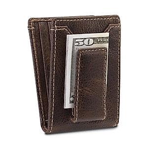 House of Jack Co. IVOR Bifold Wallet With Money Clip | Front Pocket Wallets for Men | Super Strong Magnet | Slim Card Holder (brown)
